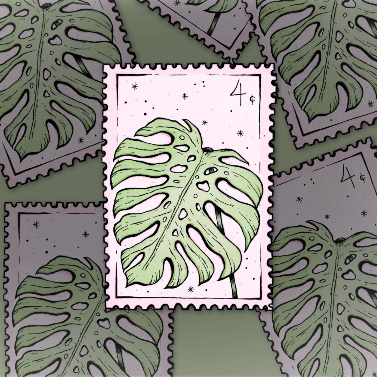 Monstera Leaf Sticker - Postage Stamp Rare Plant Sticker – The Plant Room